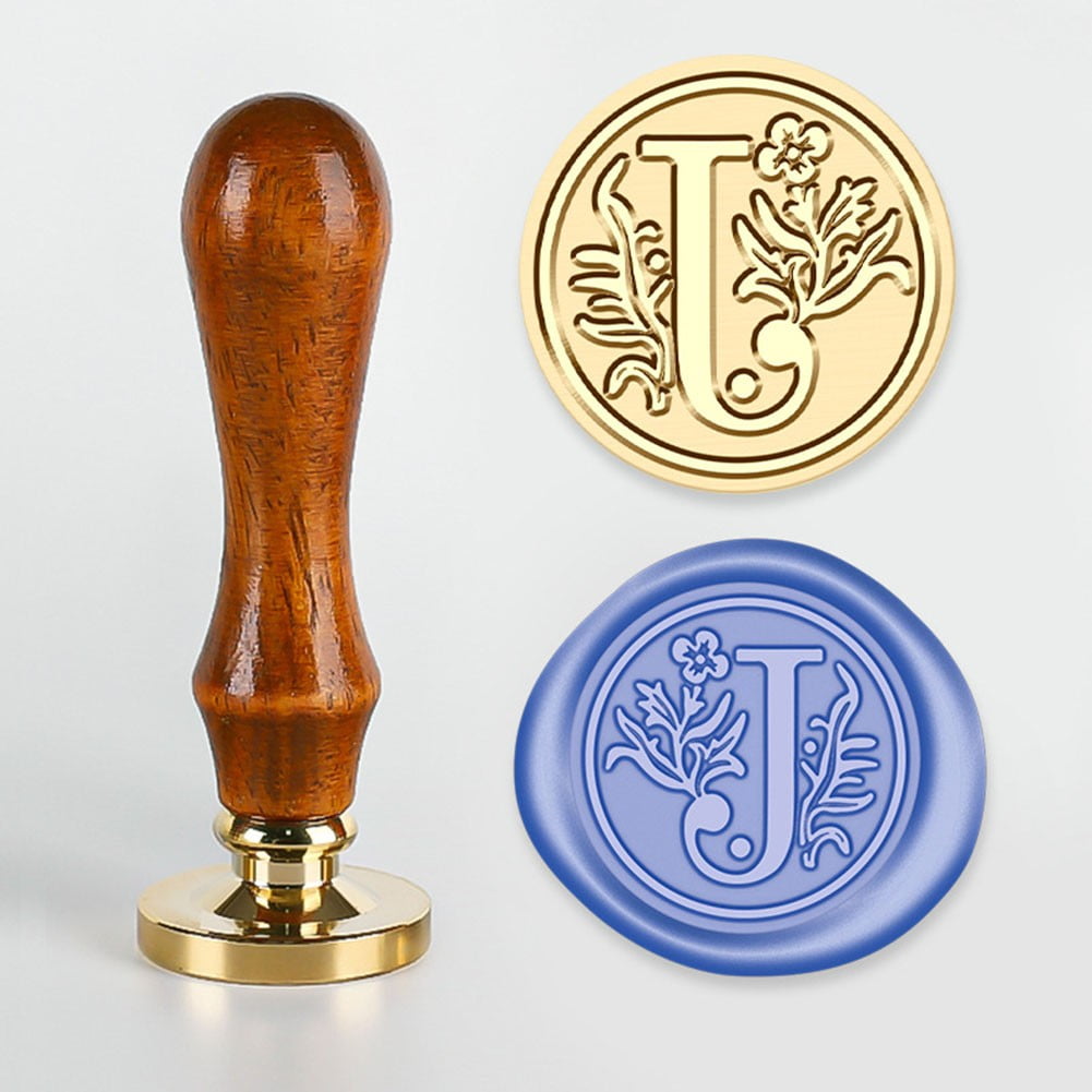 Alphabet A-Z Seal Wax Stamp Botanical Initial Wood Handle Brass Head ... Alphabet A-Z Seal Wax Stamp Botanical Initial Wood Handle Brass Head ...
