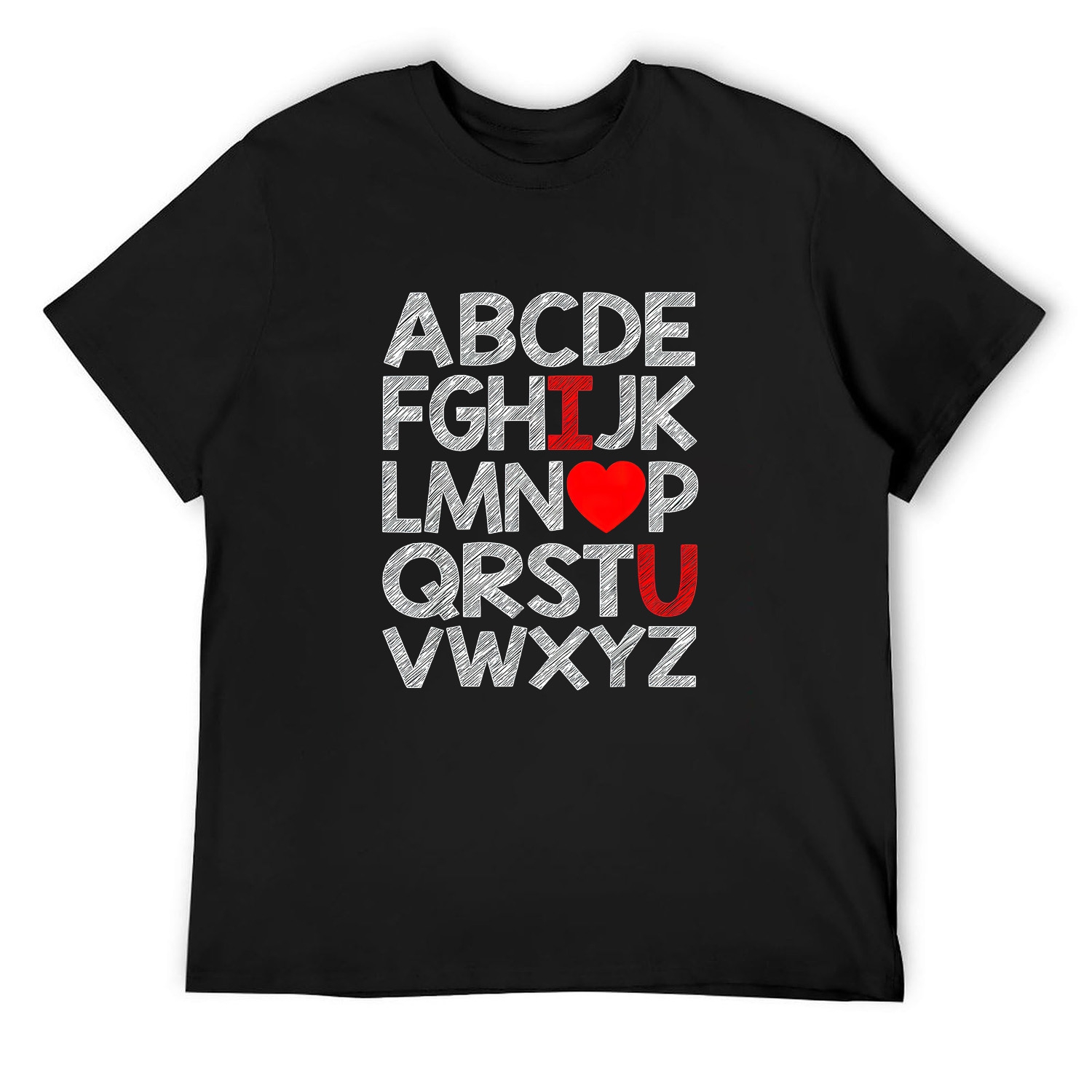 Alphabet ABC I Love You Valentines Day Heart Girls Boys T-Shirt Black S ...