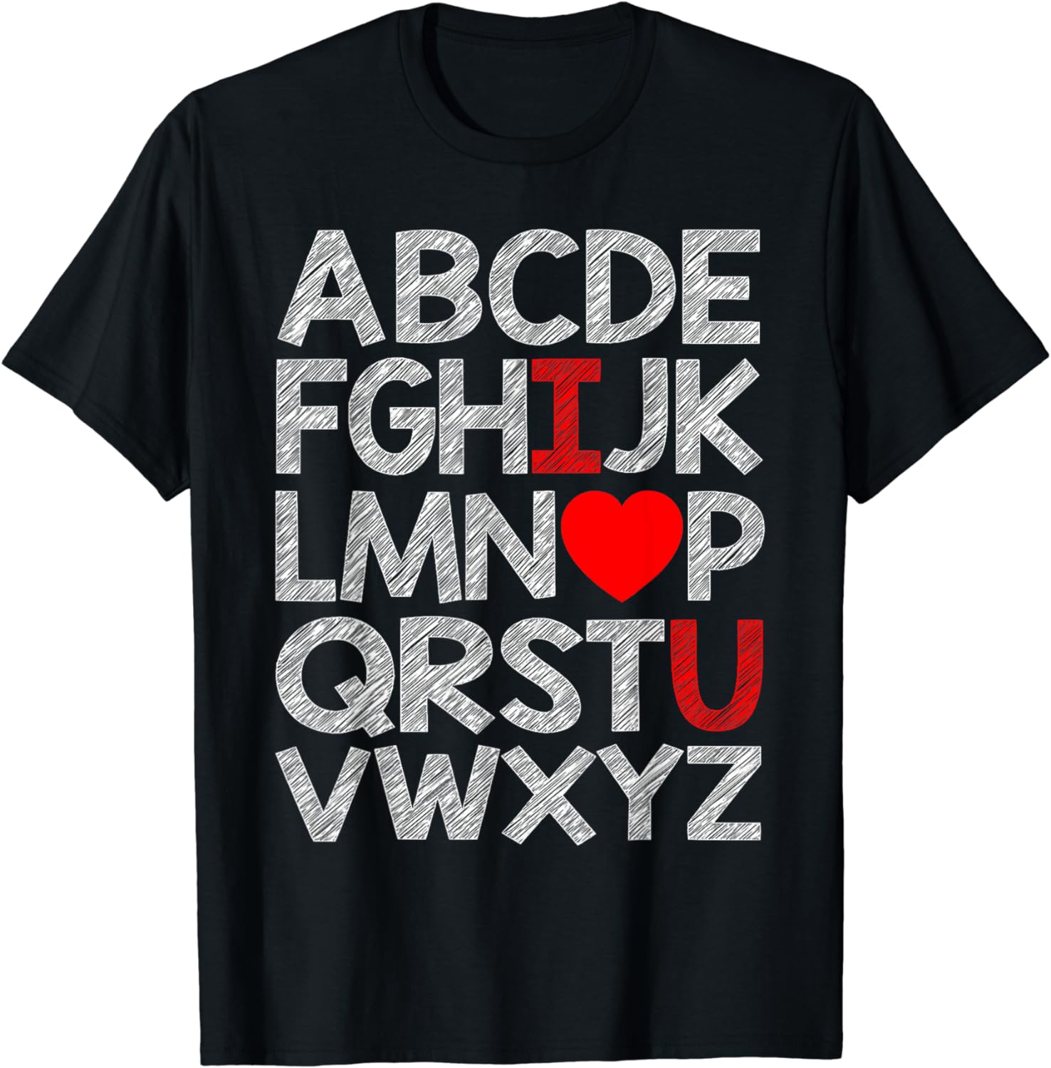 Alphabet ABC I Love You Valentines Day Heart Girls Boys T-Shirt ...