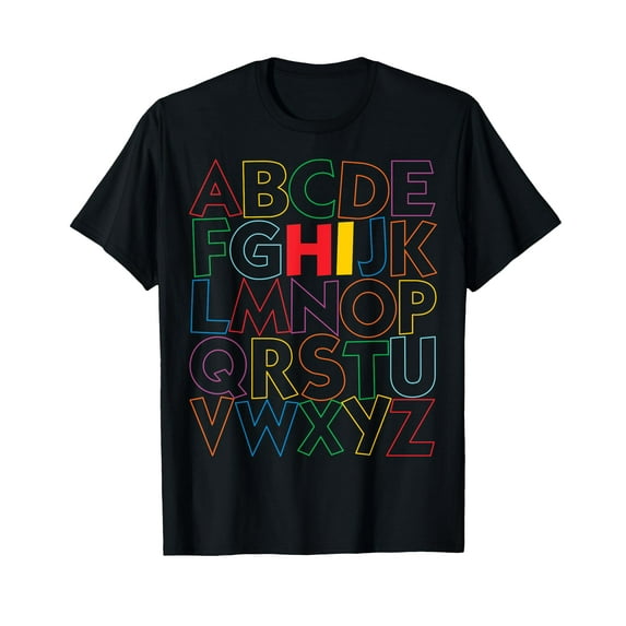 Alphabet ABCs HI Kindergarten Funny Back To School Teachers T-Shirt ...