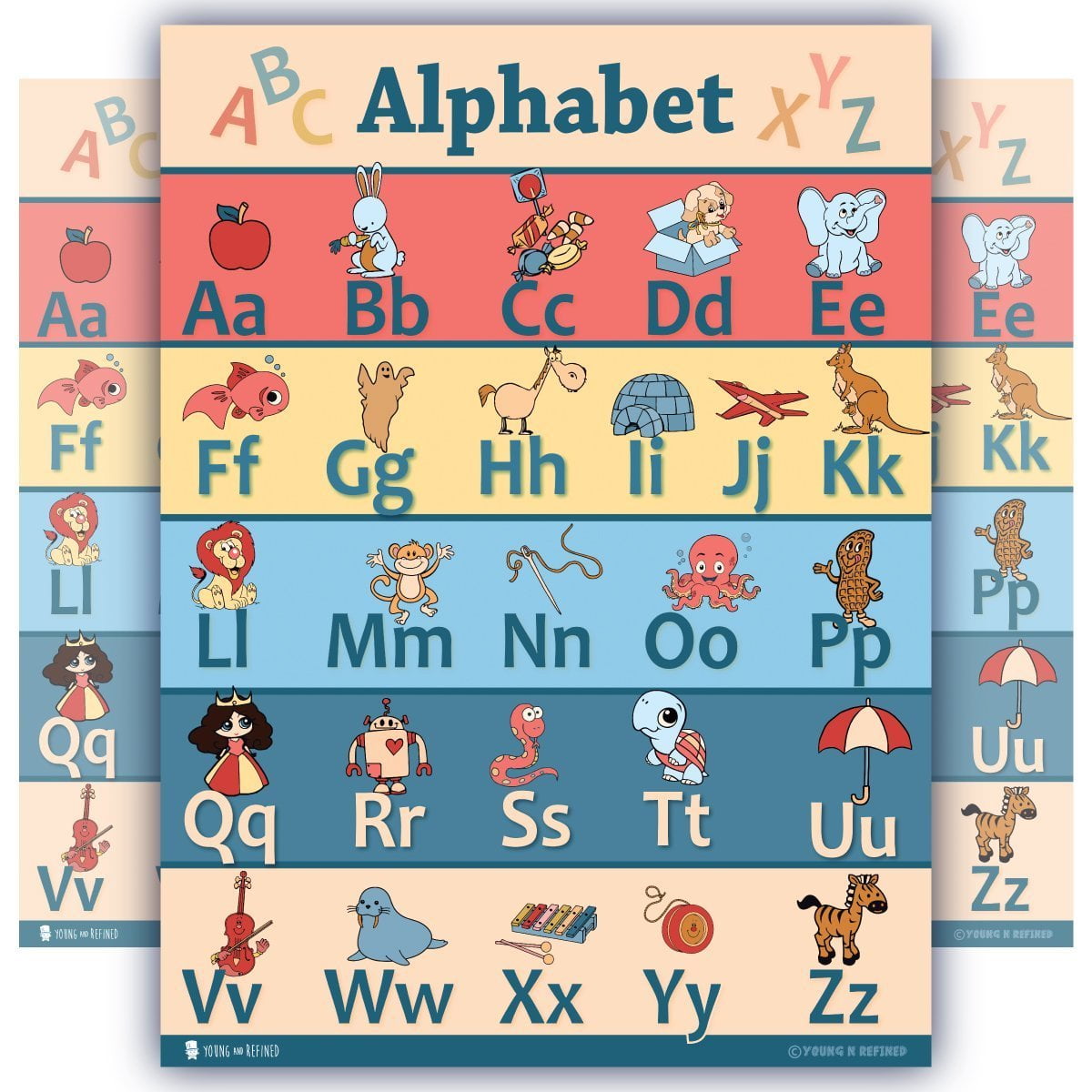Alphabet Abc Poster laminated vintage educators classroom chart ...