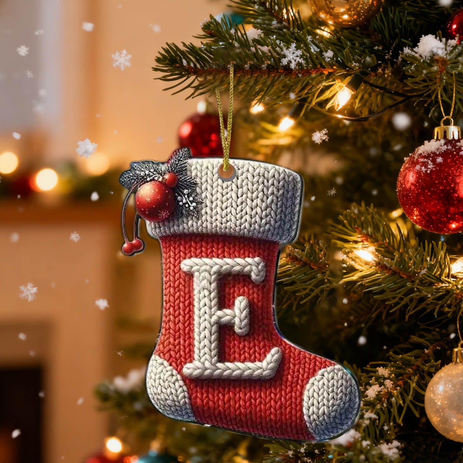 Alphabet,, Acrylic Christmas Stocking Ornaments, Knit Style ...