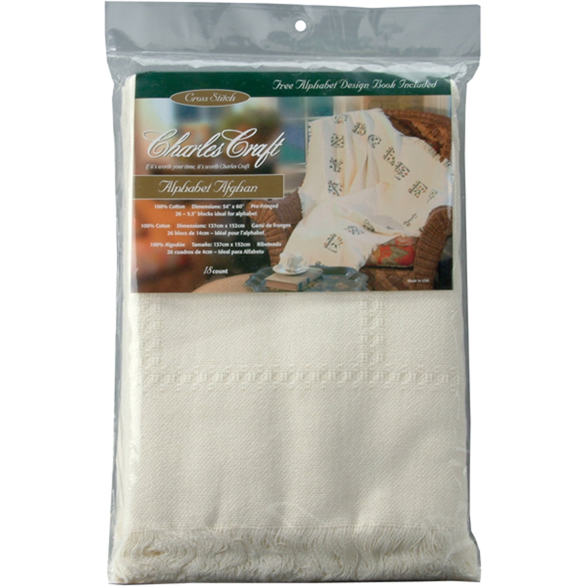Alphabet Afghan 18 Count 54"X60"-Ecru - Walmart.com