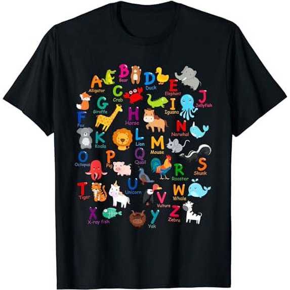 Alphabet Animal ABCs Learning Back To School Teacher T-Shirt - Walmart.com