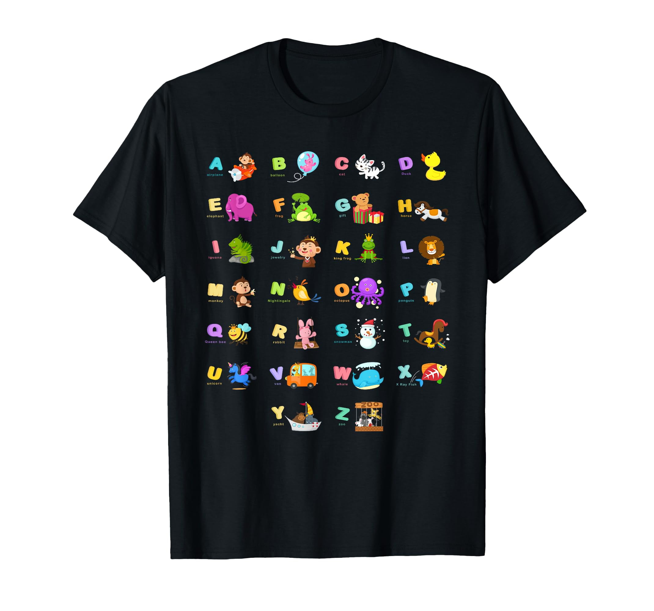 Alphabet Animal ABCs Learning Kindergarten School Teacher T-Shirt ...