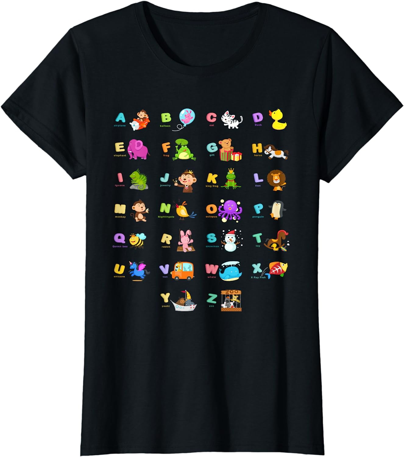 Alphabet Animal ABCs Learning Kindergarten School Teacher T-Shirt ...