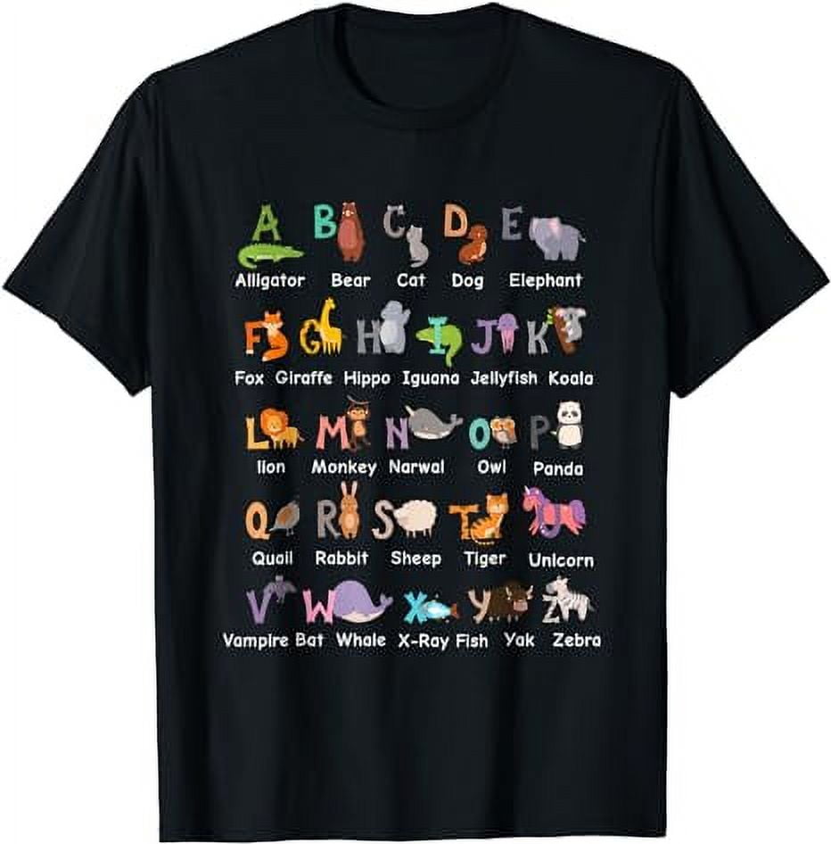 Alphabet Animal ABCs Learning Shirt for boys, girls, adults T-Shirt ...