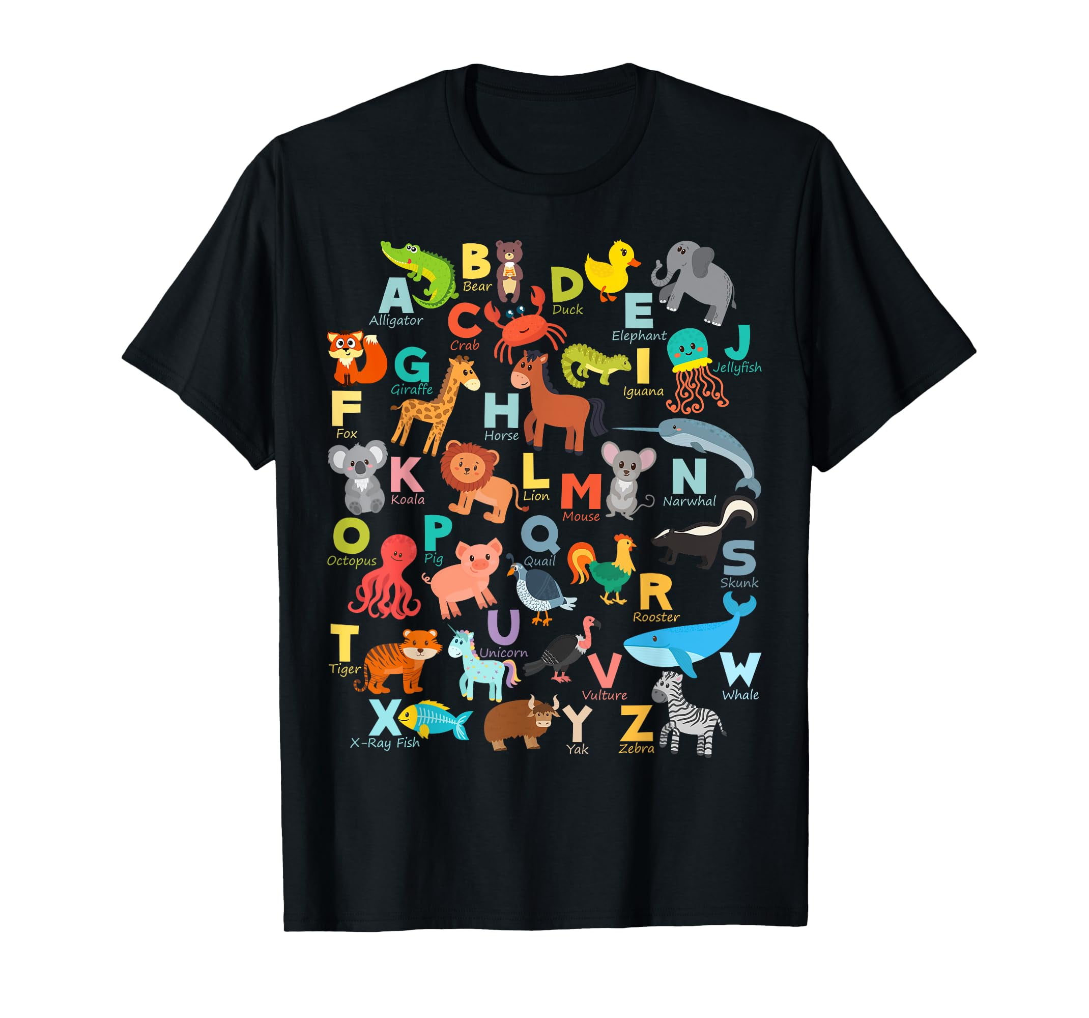 Alphabet Animal ABCs Learning Shirt for boys, girls, adults T-Shirt ...