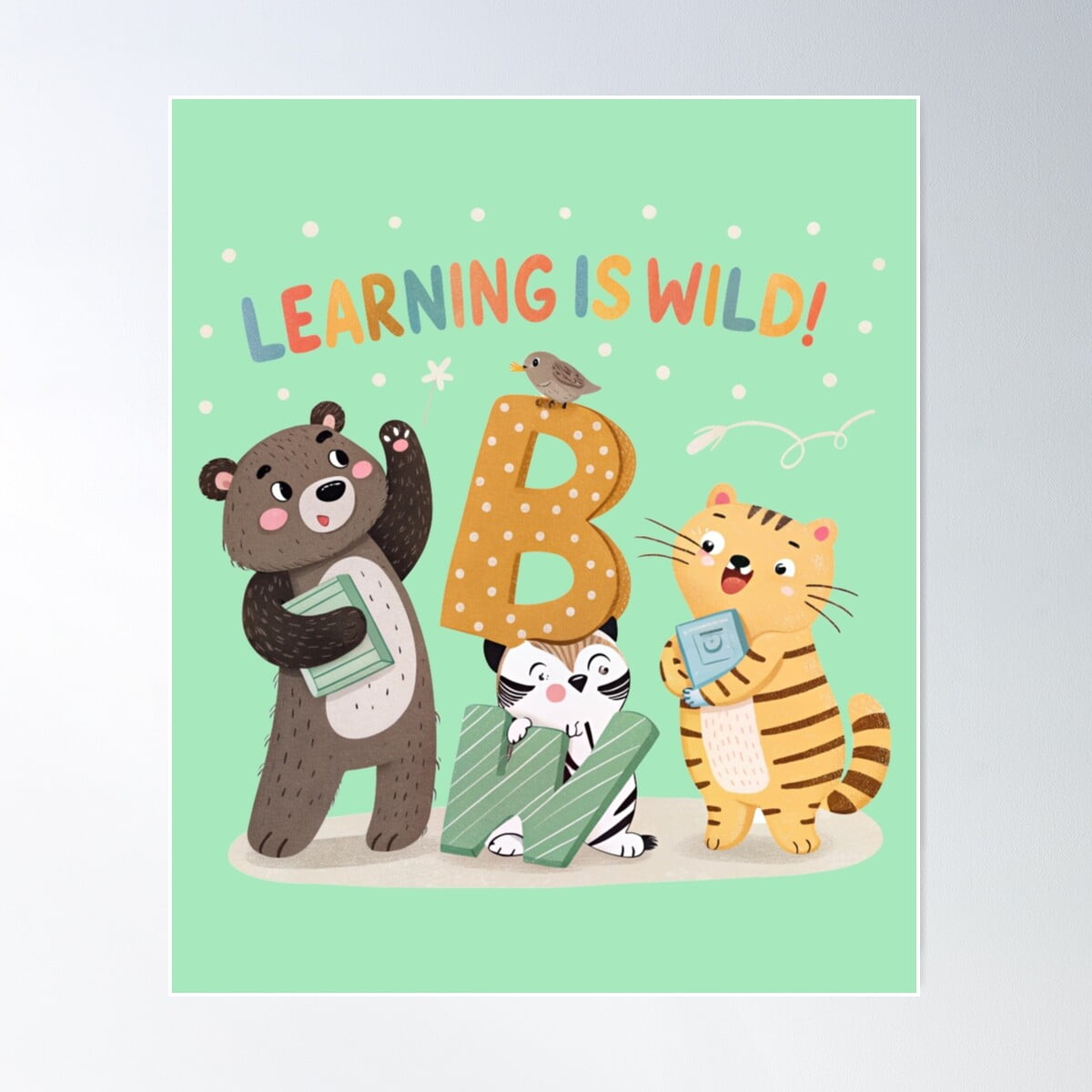 Alphabet Animal Friends Poster Wall Art, Modern Wall Decor For Living ...