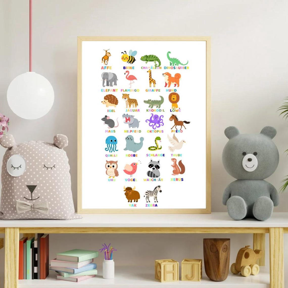 Alphabet Animals Nursery Wall Art Print, Unframed Paper Poster 16x20in ...