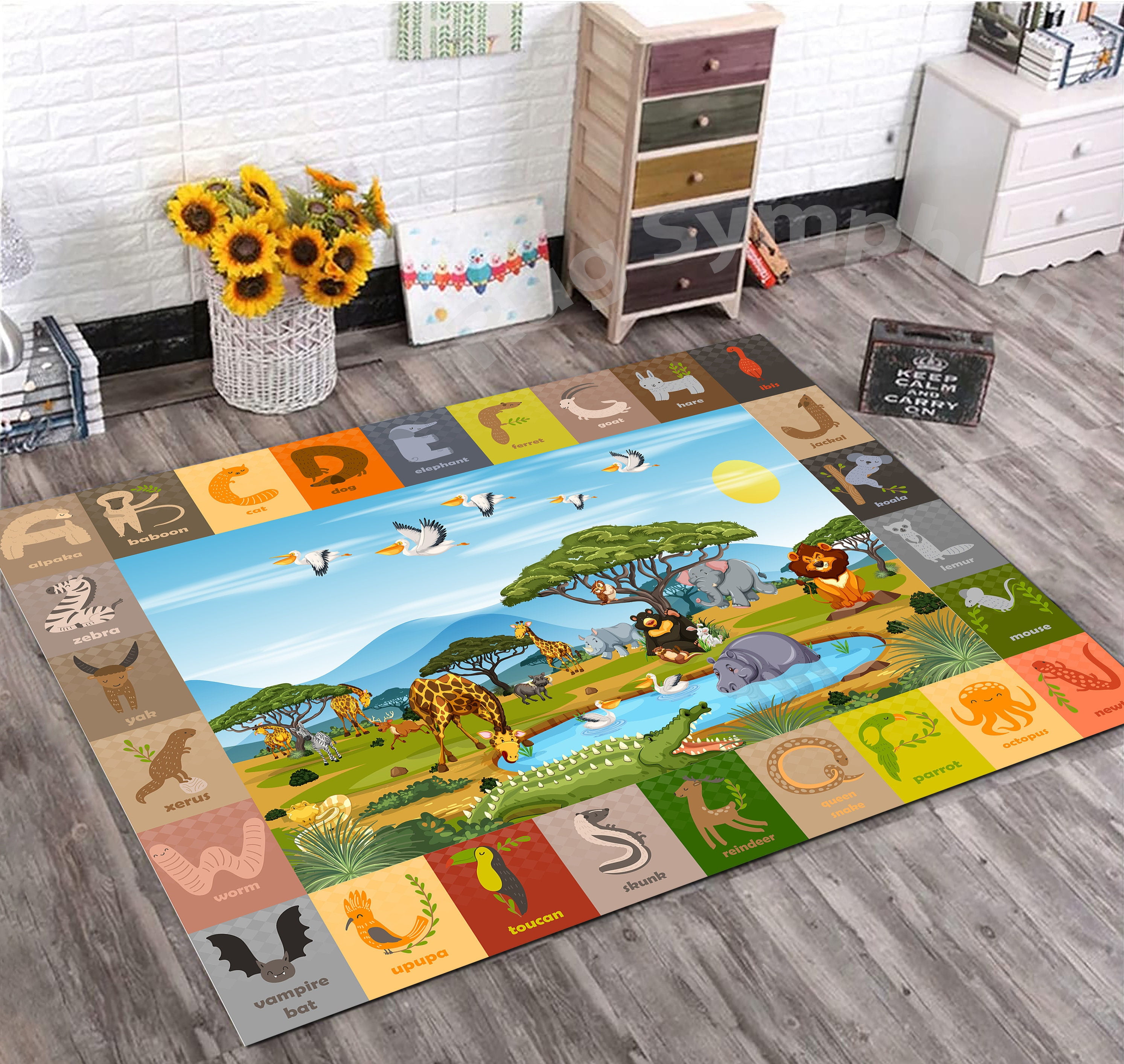 Alphabet Animals Rug 2x3 ft = 65x95 cm - Walmart.com