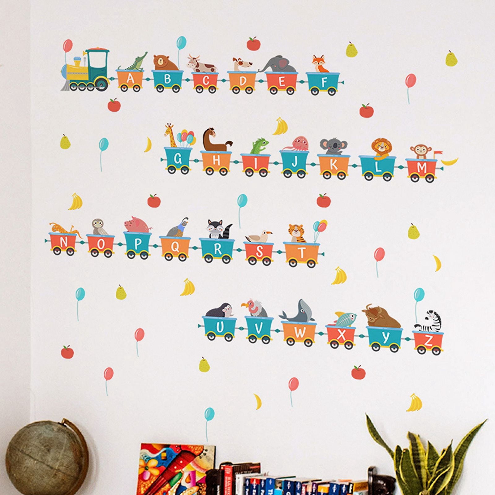 Alphabet Animals Train Early Education Wall Stickers for Kids room ...
