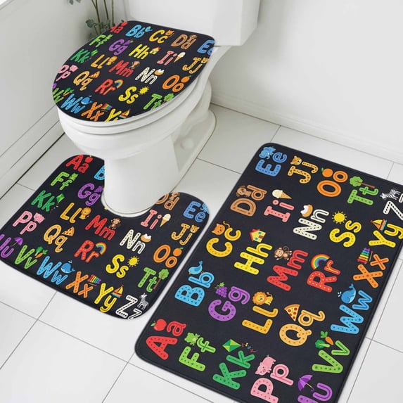 Alphabet Bathroom Rugs Set American Cartoon Early Education Alphabet ...