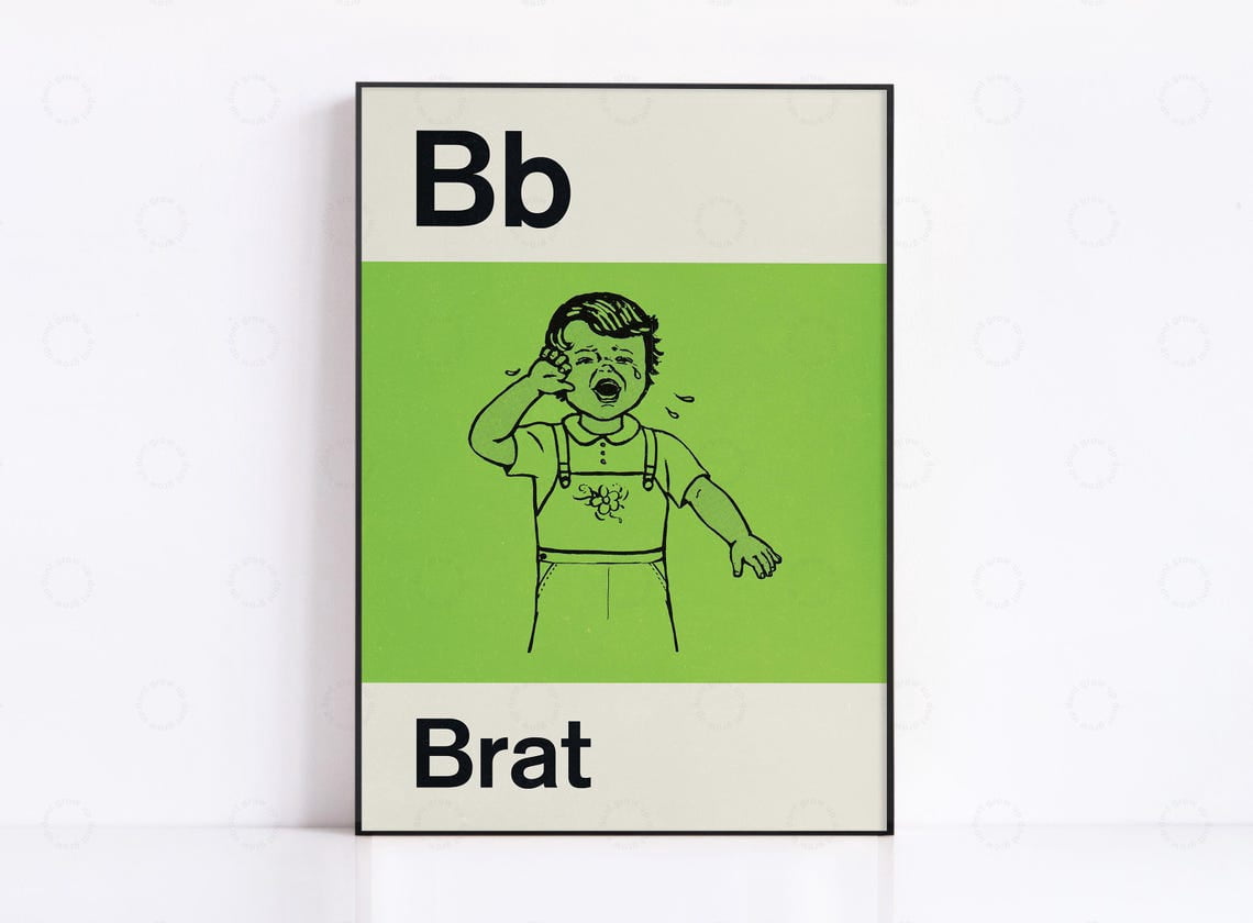 Alphabet Bb is for Brat Retro Typography Wall Art, Unframed Paper ...
