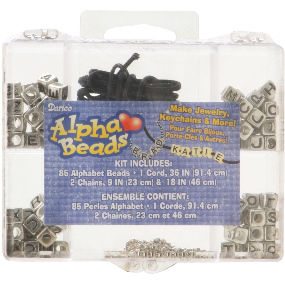 Alphabet Bead Kit-Silver Square W/Black Letters, Pk 3, Darice - Walmart.com