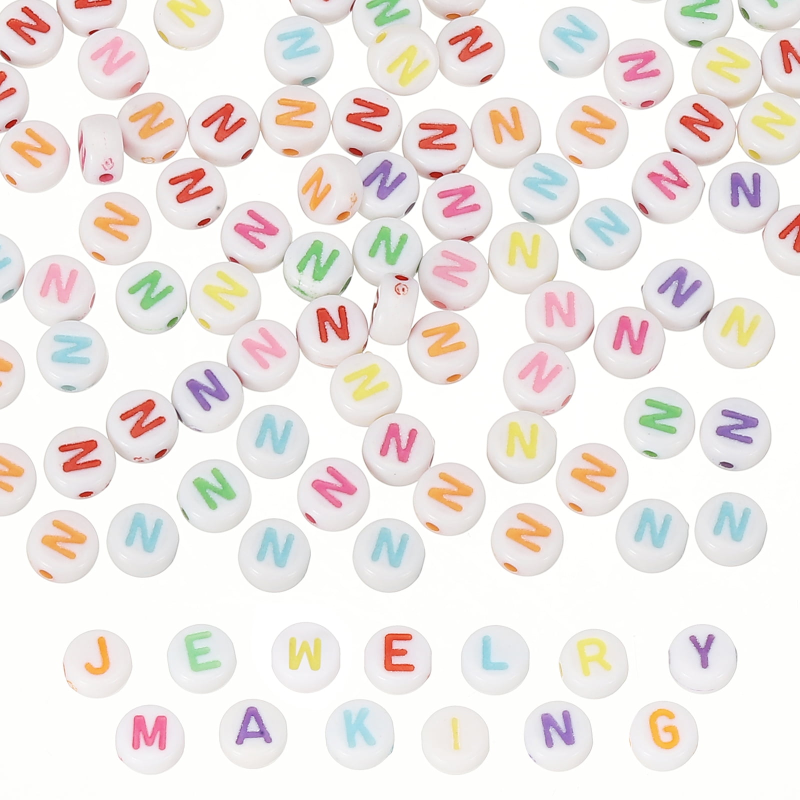 Alphabet Beads, 100 Pcs Rainbow Letter Beads Acrylic Charms for Craft ...