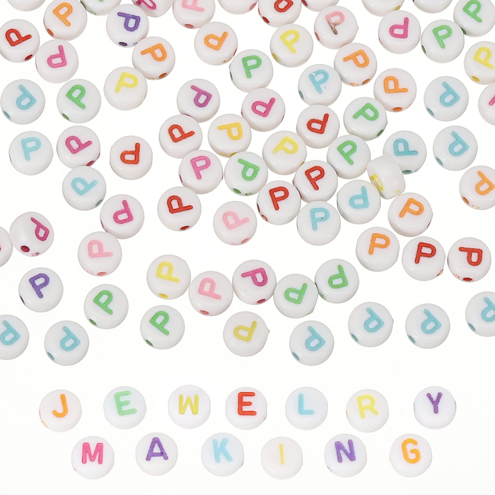 Alphabet Beads, 100 Pcs Rainbow Letter Beads Acrylic Charms for Craft ...