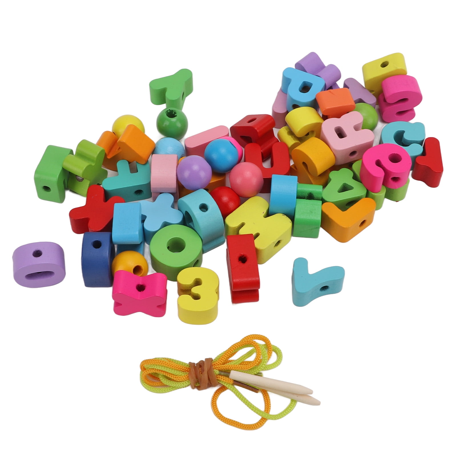 Alphabet Beads, 51Pcs Lacing Strings Hand Eye Coordination Glossy ...