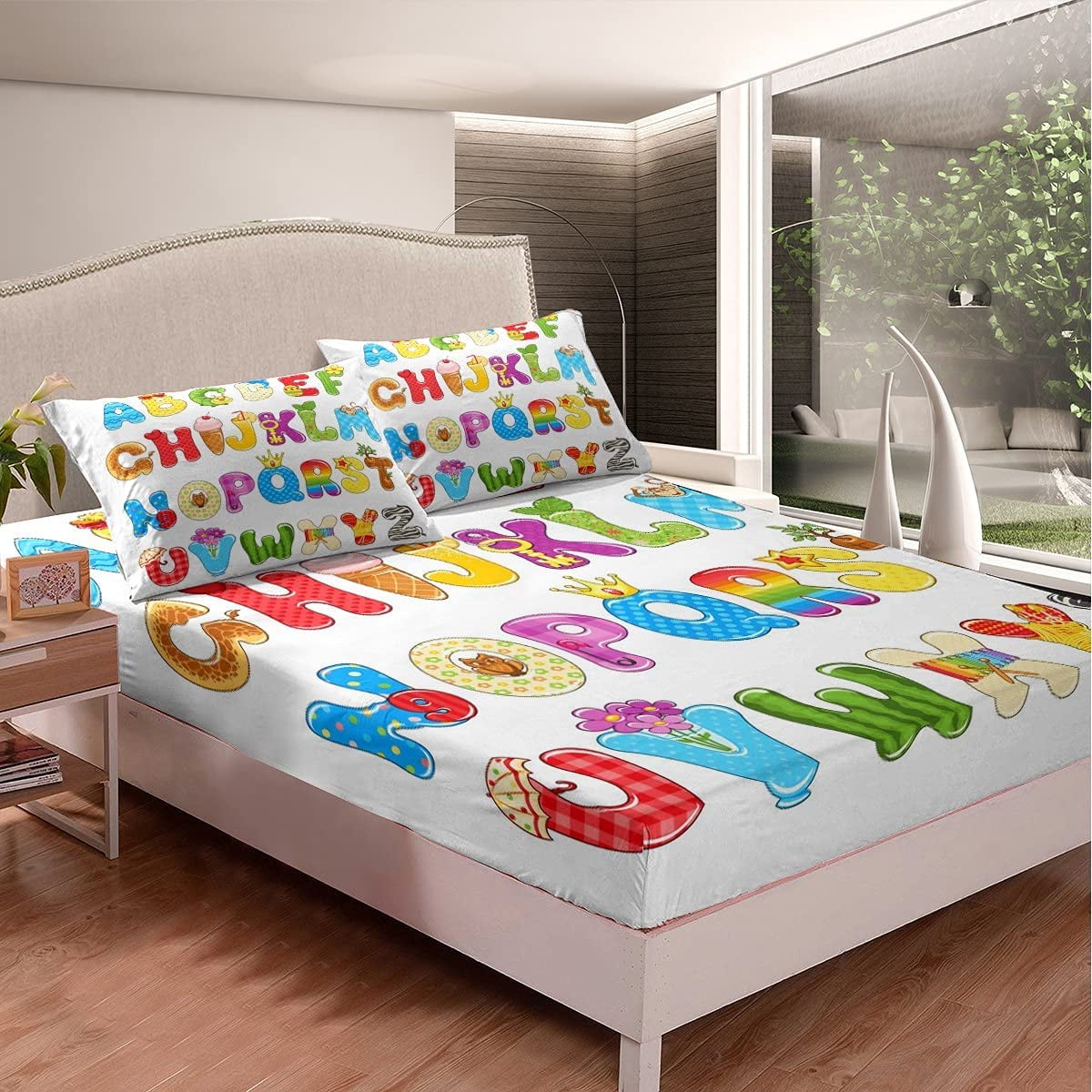 Alphabet Bedding Fitted Sheet Colorful English Alphabet Bedding Sheets ...