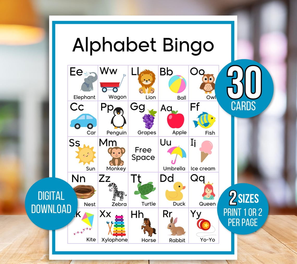 Alphabet Bingo – 30 Printable ABC Bingo Cards, Letter Learning Game ...