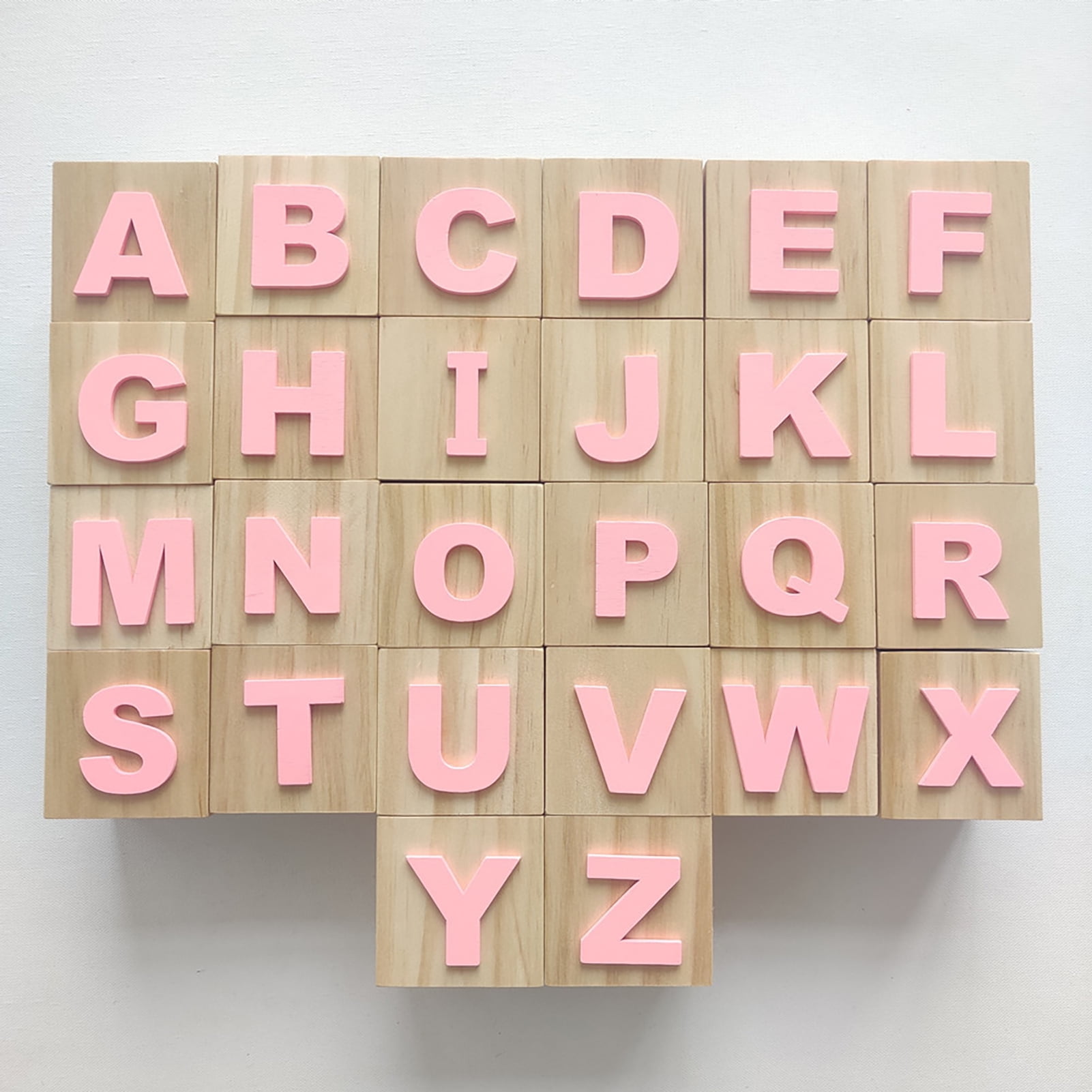 Alphabet Block Nordic Style Ornamental Pine Wood Portable 26 English ...