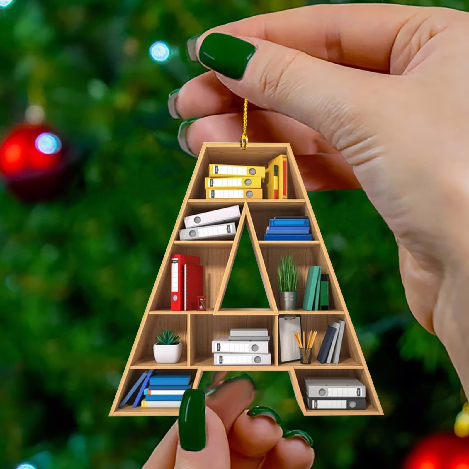 Alphabet Bookshelf Book Lovers Heart Shaped Bookshelf Pendant Acrylic ...