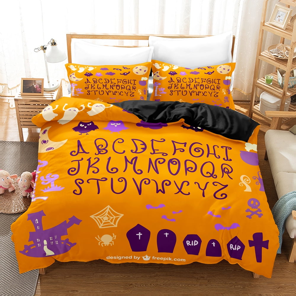 Alphabet Boys Kids Bedding Set Size Science Comforter Set Colorful Cartoon ABC Letters Patterns ...