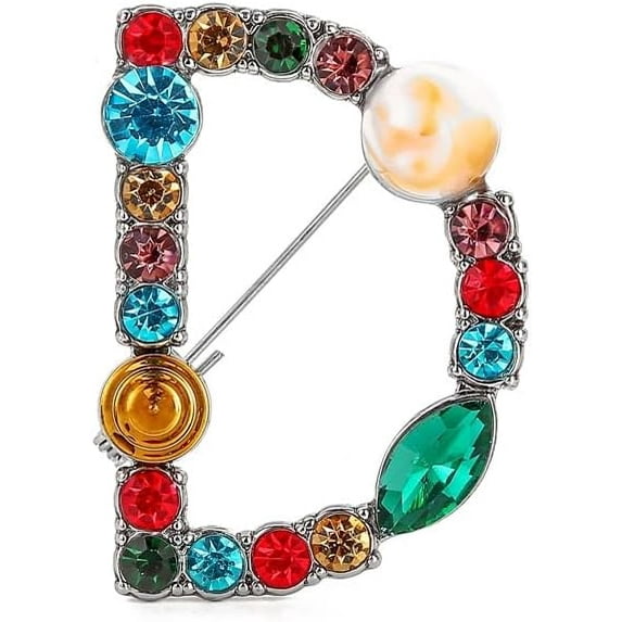 Alphabet Brooch Pins for Women and Men, A-Z Gold and Silver Rhinestone ...