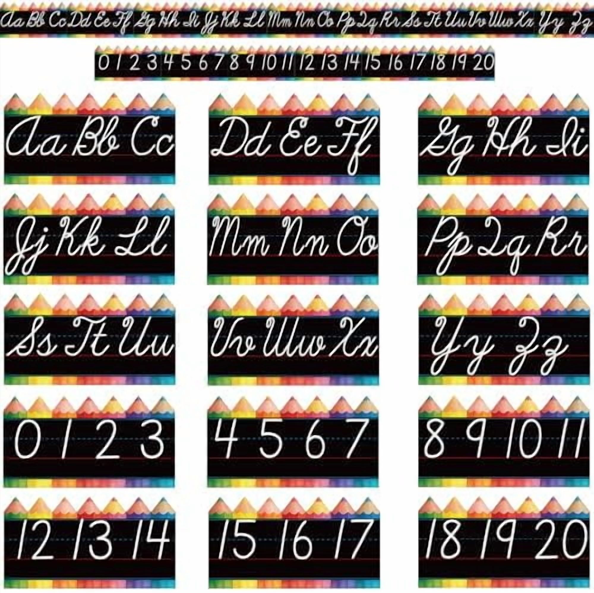 Alphabet Bulletin Board Set - 15 PCS ABC Wall Decorations Cursive ...