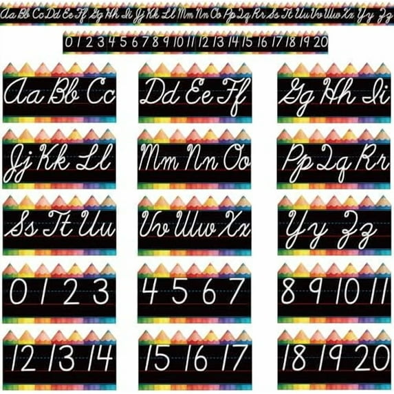 Alphabet Bulletin Board Set - 15 PCS ABC Wall Decorations Cursive ...