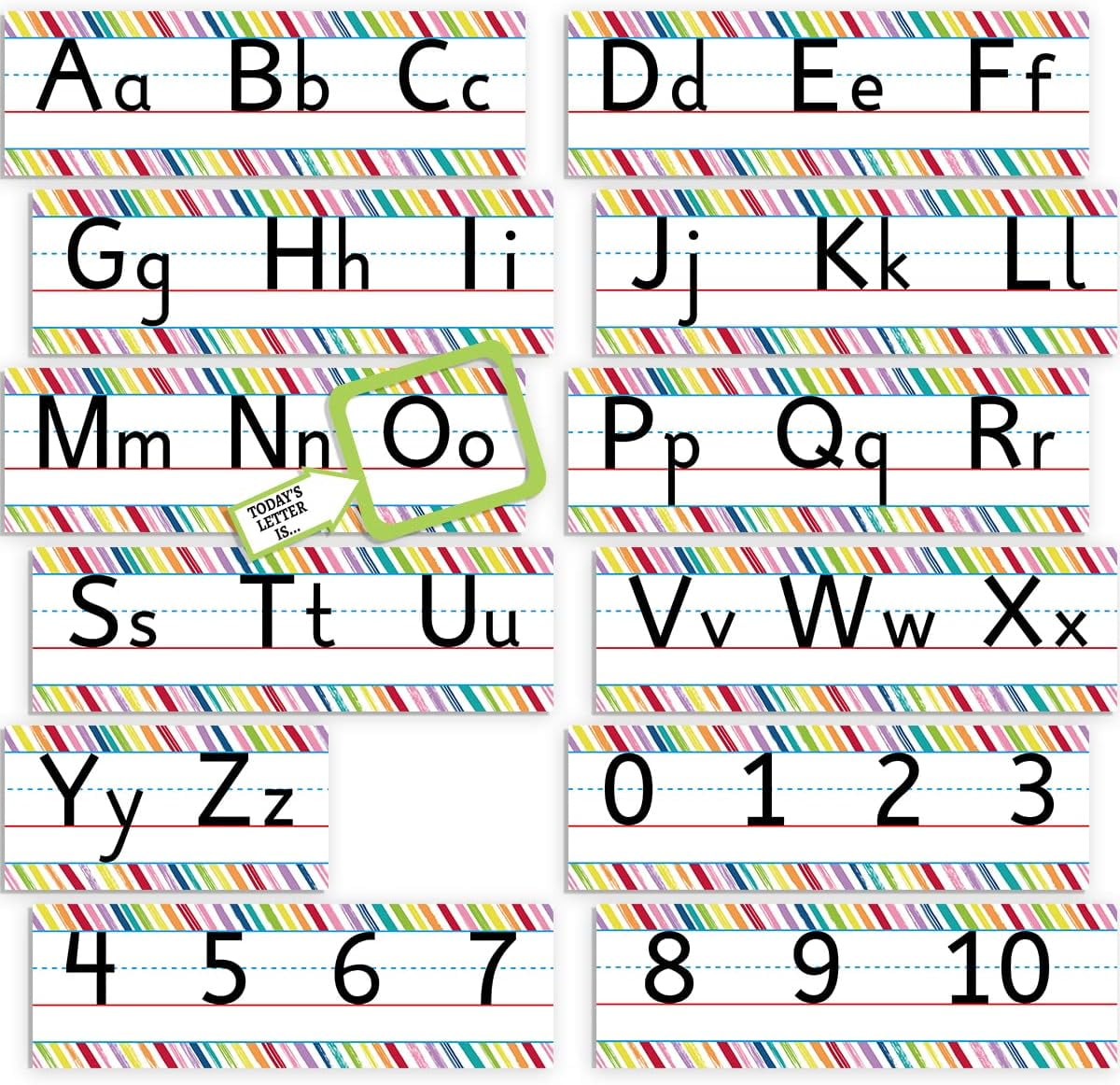 Alphabet Bulletin Board Set Colorful Scribble ABC Numbers Line 0-10 ...