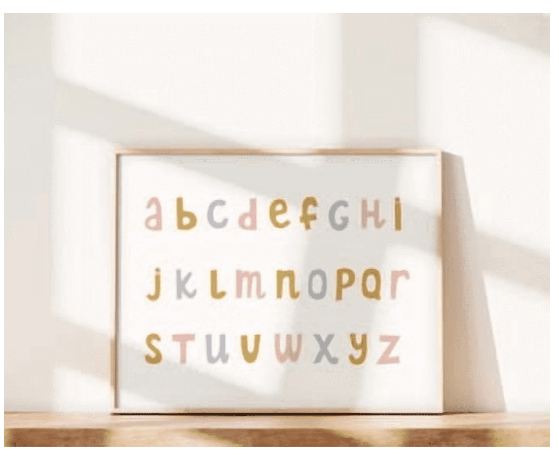 Alphabet Chart Boho Nursery Decor Poster Home Decor Office Wall Art ...