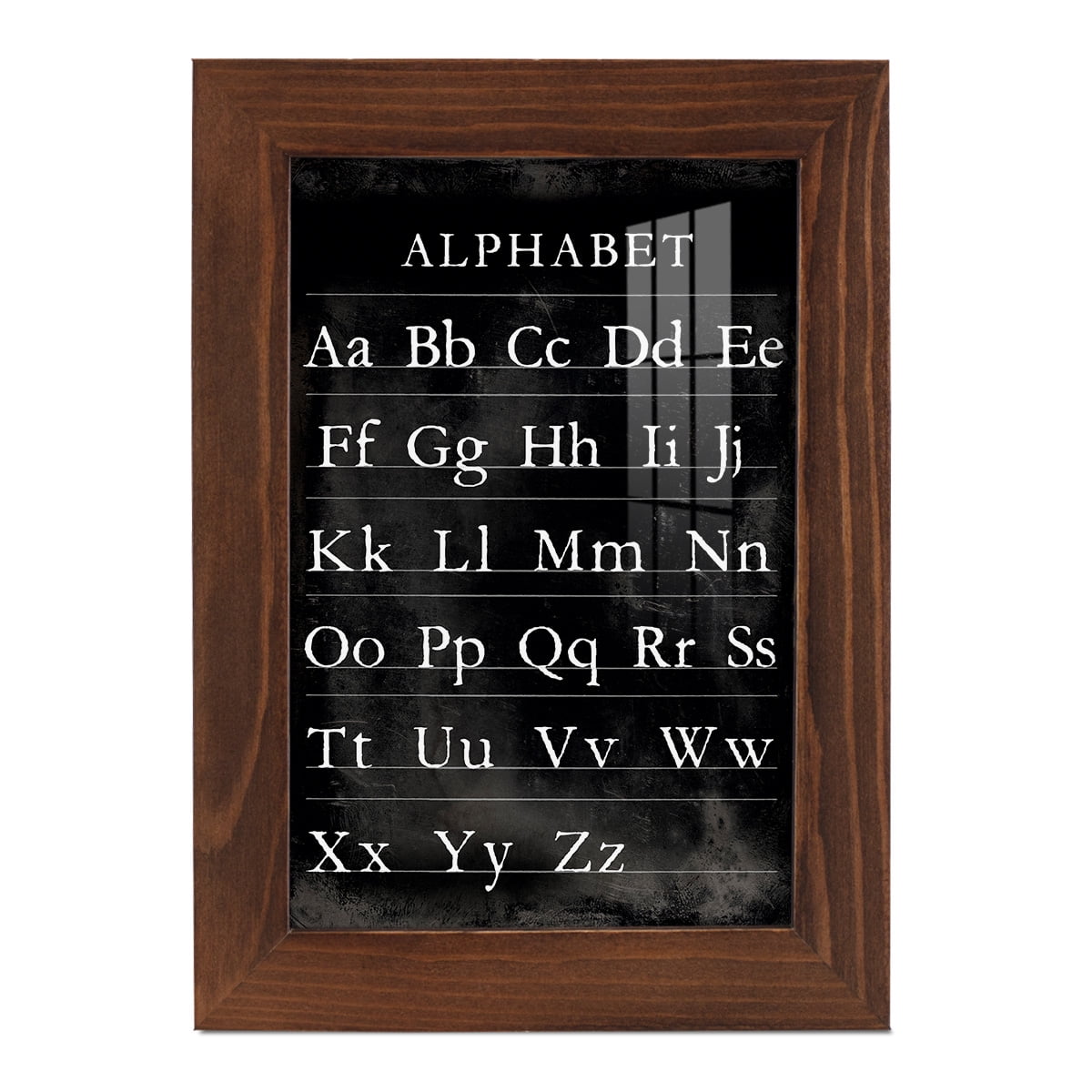 Alphabet Chart - Framed Print w/glass - Chestnut - Walmart.com