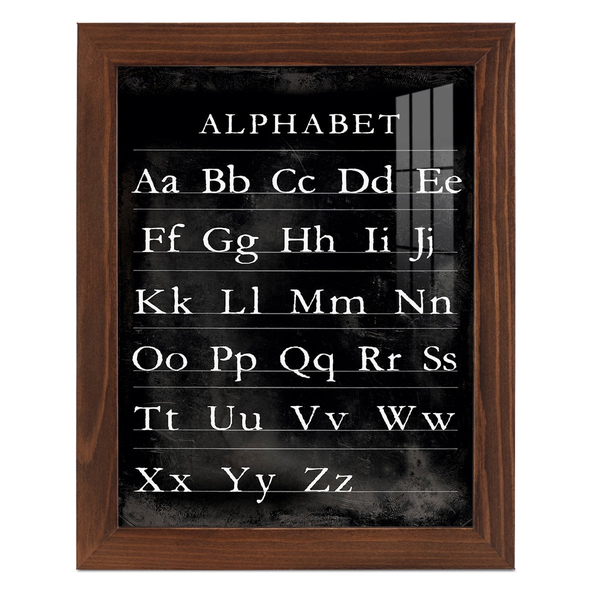 Alphabet Chart - Framed Print w/glass - Chestnut - Walmart.com