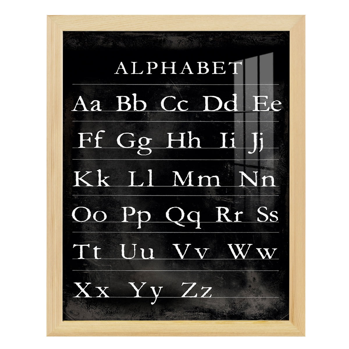 Alphabet Chart - Framed Print w/glass - Natural Wood - Walmart.com