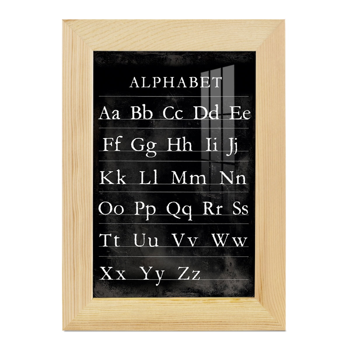 Alphabet Chart - Framed Print w/glass - Natural Wood - Walmart.com