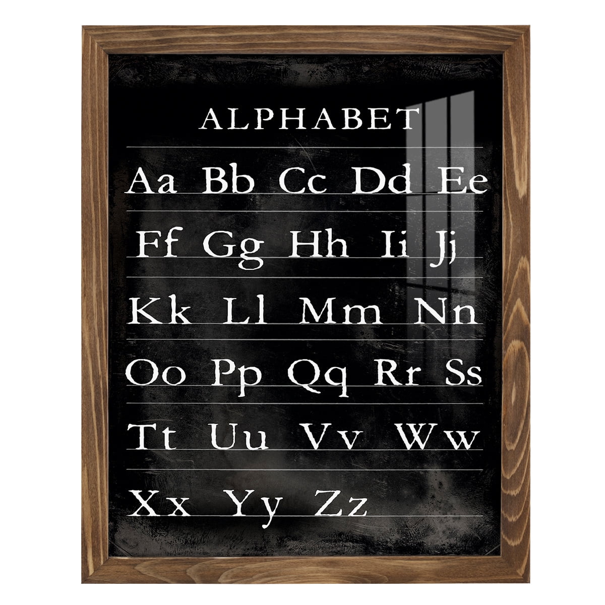 Alphabet Chart - Framed Print w/glass - Walnut - Walmart.com