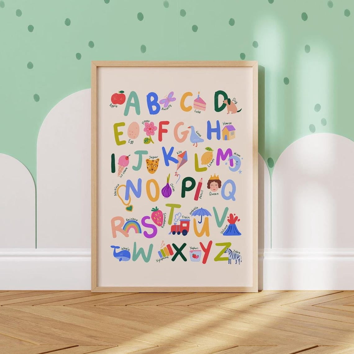 Alphabet Children's Nursery ABC Bright Illustrated Wall Picture ...