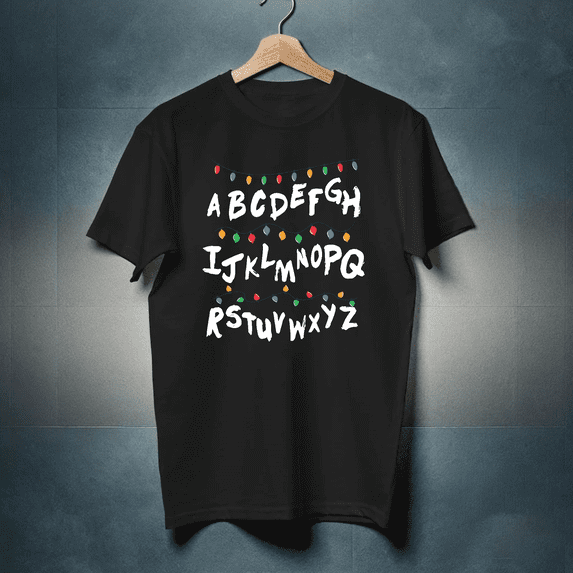 Alphabet Christmas Lights Funny Stranger Tee Gift Holiday Graphic ...