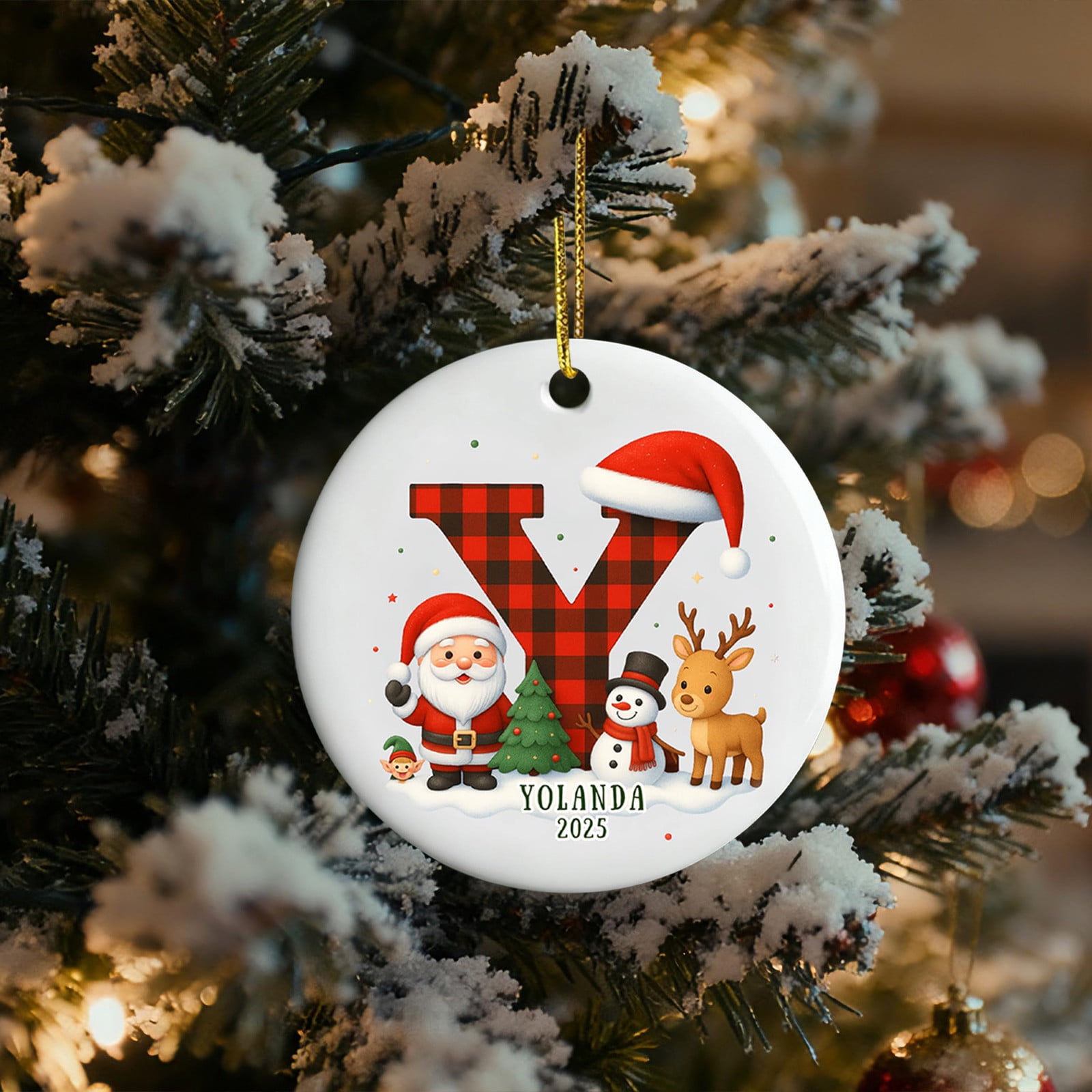 Alphabet Christmas Ornaments, 26-Pack Acrylic Letter Tree Pendants for ...