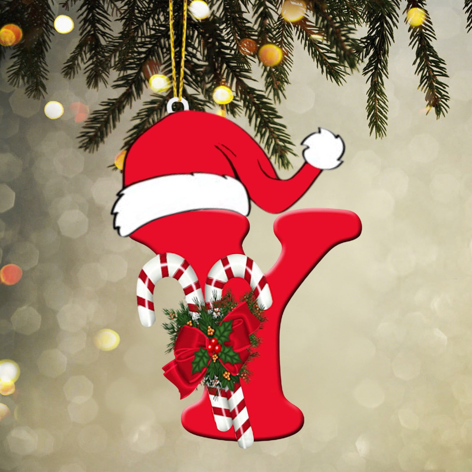 Alphabet Christmas Tree Ornaments 2D Acylic Personalized Initial Letter ...