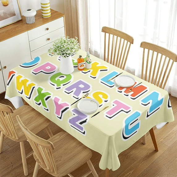 Alphabet Colored Lights Tablecloth A B C D English Letter Table Cover ...
