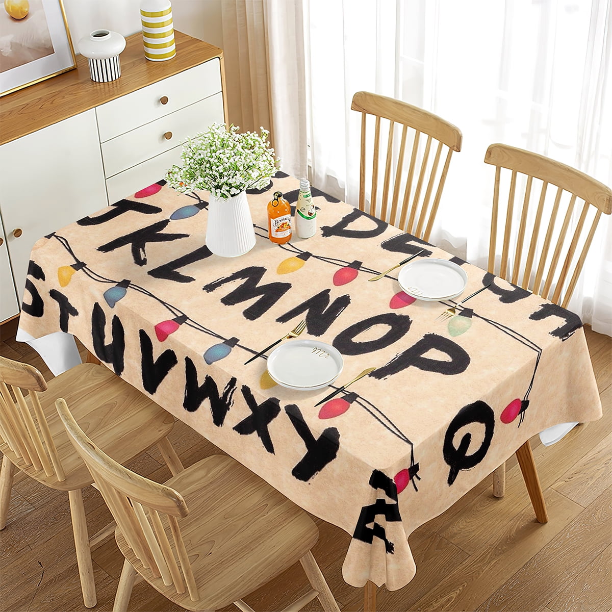 Alphabet Colored Lights Tablecloth A B C D English Letter Table Cover ...