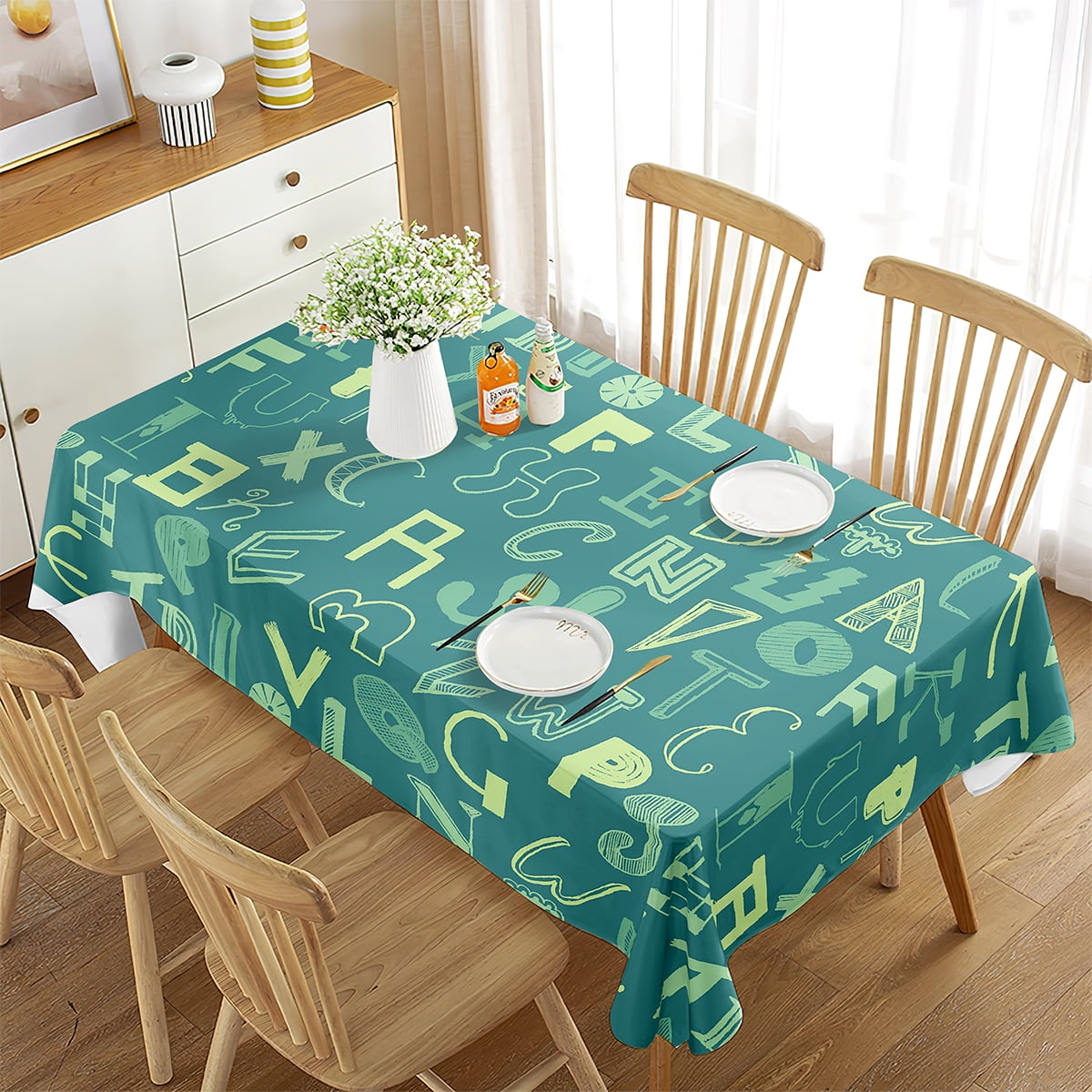 Alphabet Colored Lights Tablecloth A B C D English Letter Table Cover ...