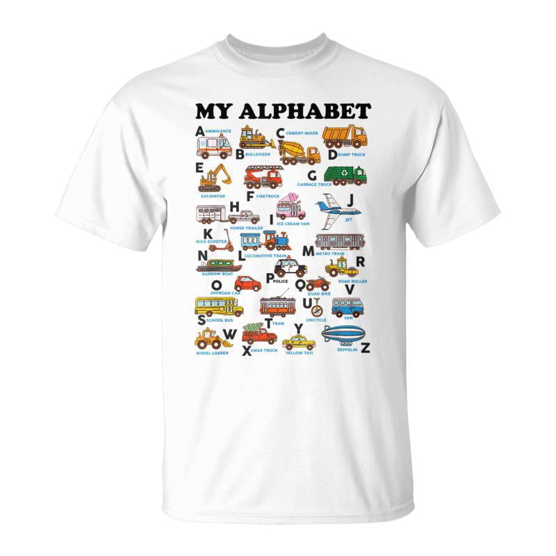 Alphabet Construction Vehicles Abc Learning Teaching TShirt - Walmart.com