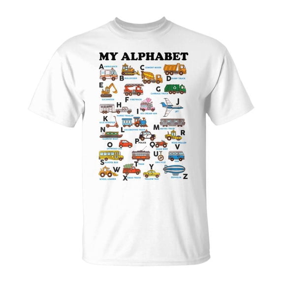 Alphabet Construction Vehicles Abc Learning Teaching TShirt - Walmart.com
