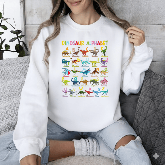 Alphabet Dinosaurs ABC Learning Kids Fun Education Graphic Sweatshirt ...