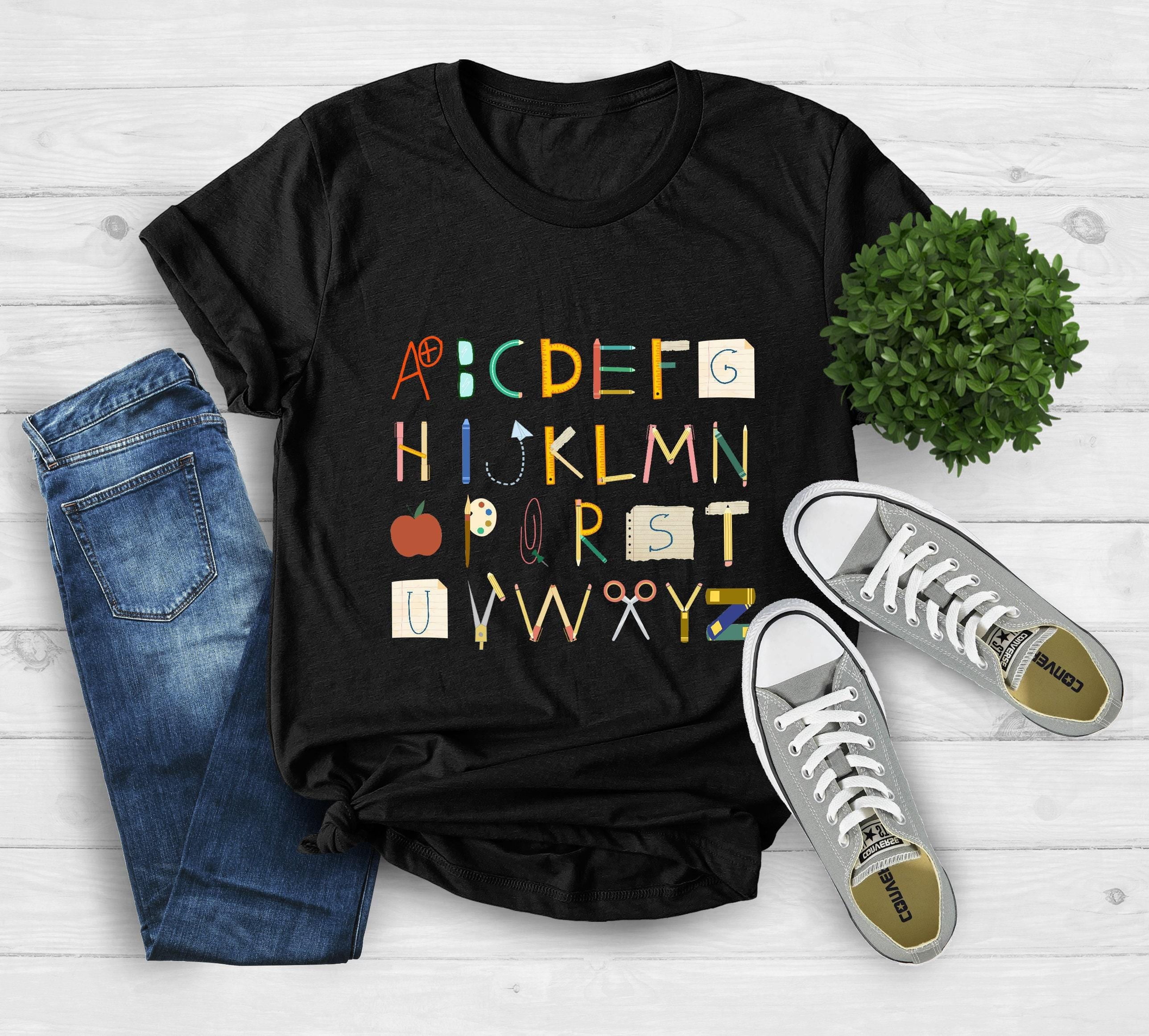 Alphabet Doodle Teacher Shirt, Kindergarten Teacher Shirt, Teacher ...