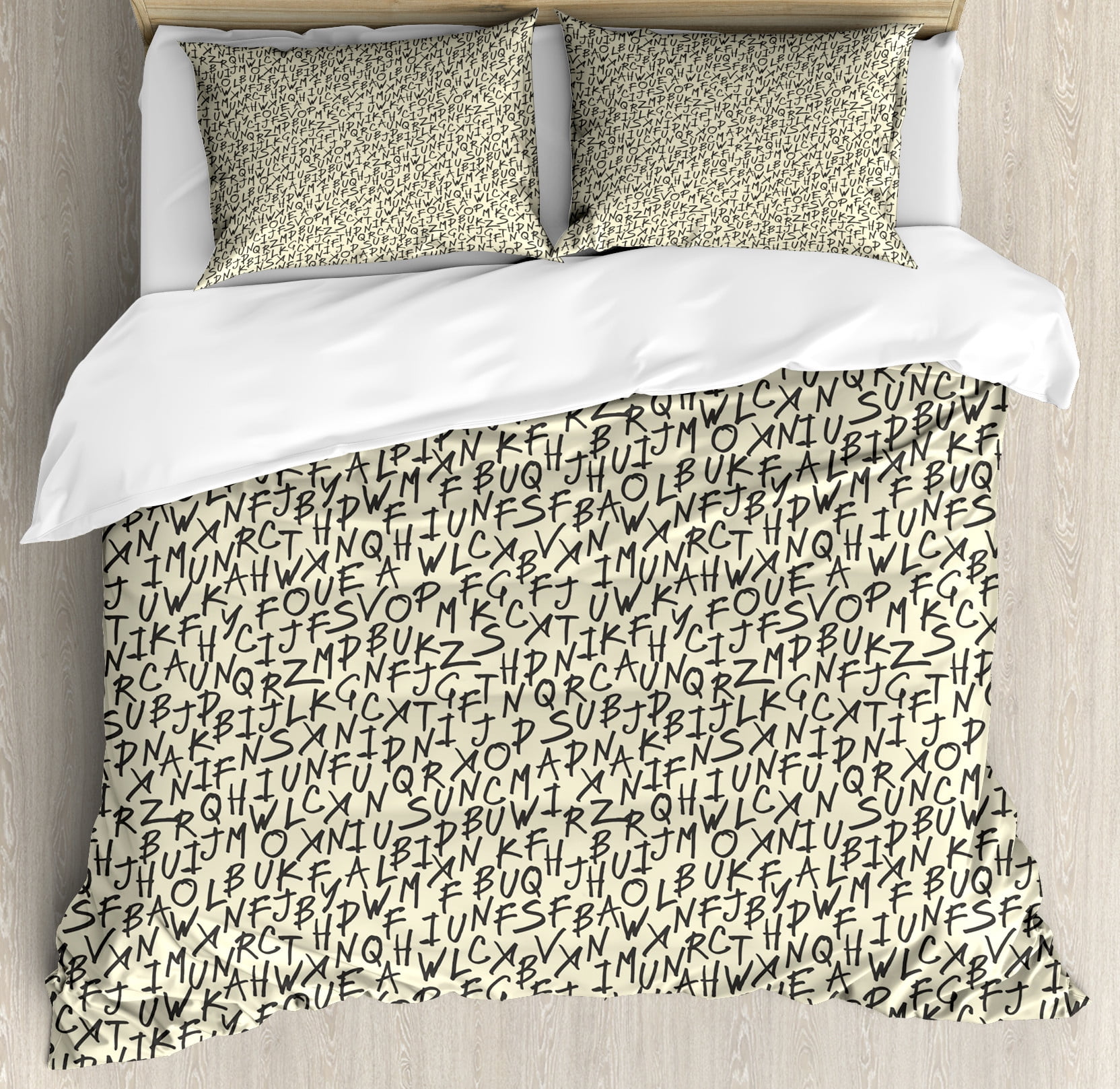 Alphabet Duvet Cover Set, Continuous Letter Character Script ABC ...