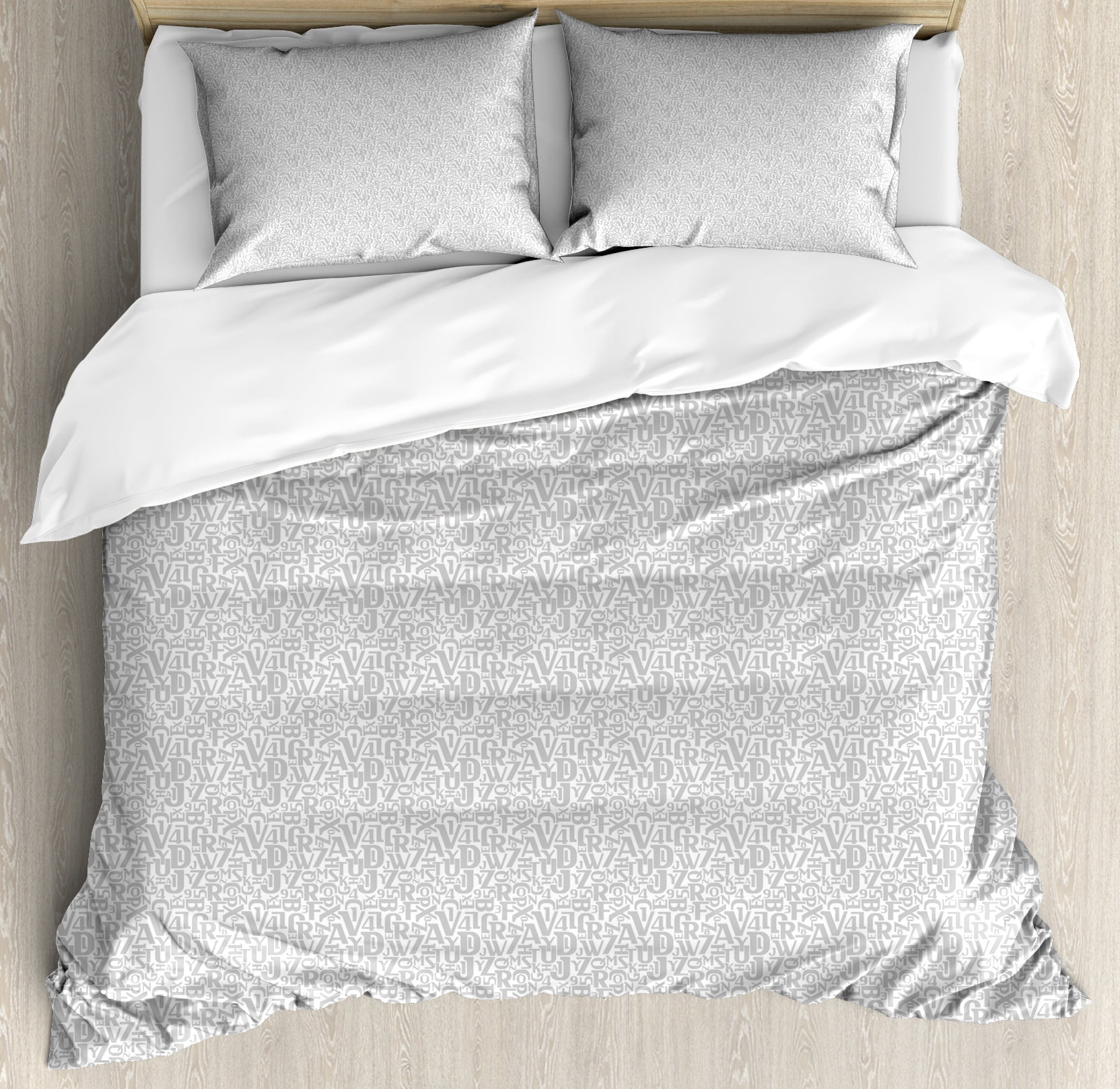 Alphabet Duvet Cover Set, Creative Print of Numerals Letters in ...